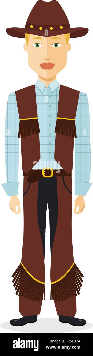 Cowboy man vector cartoon illustration western cow boy character ...