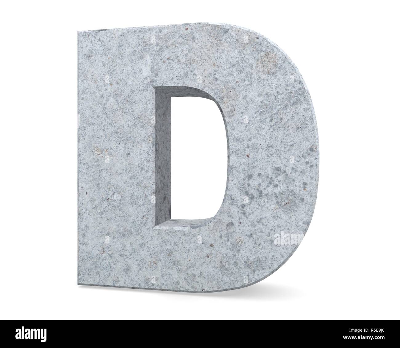 Concrete Capital Letter - D isolated on white background. 3D render ...