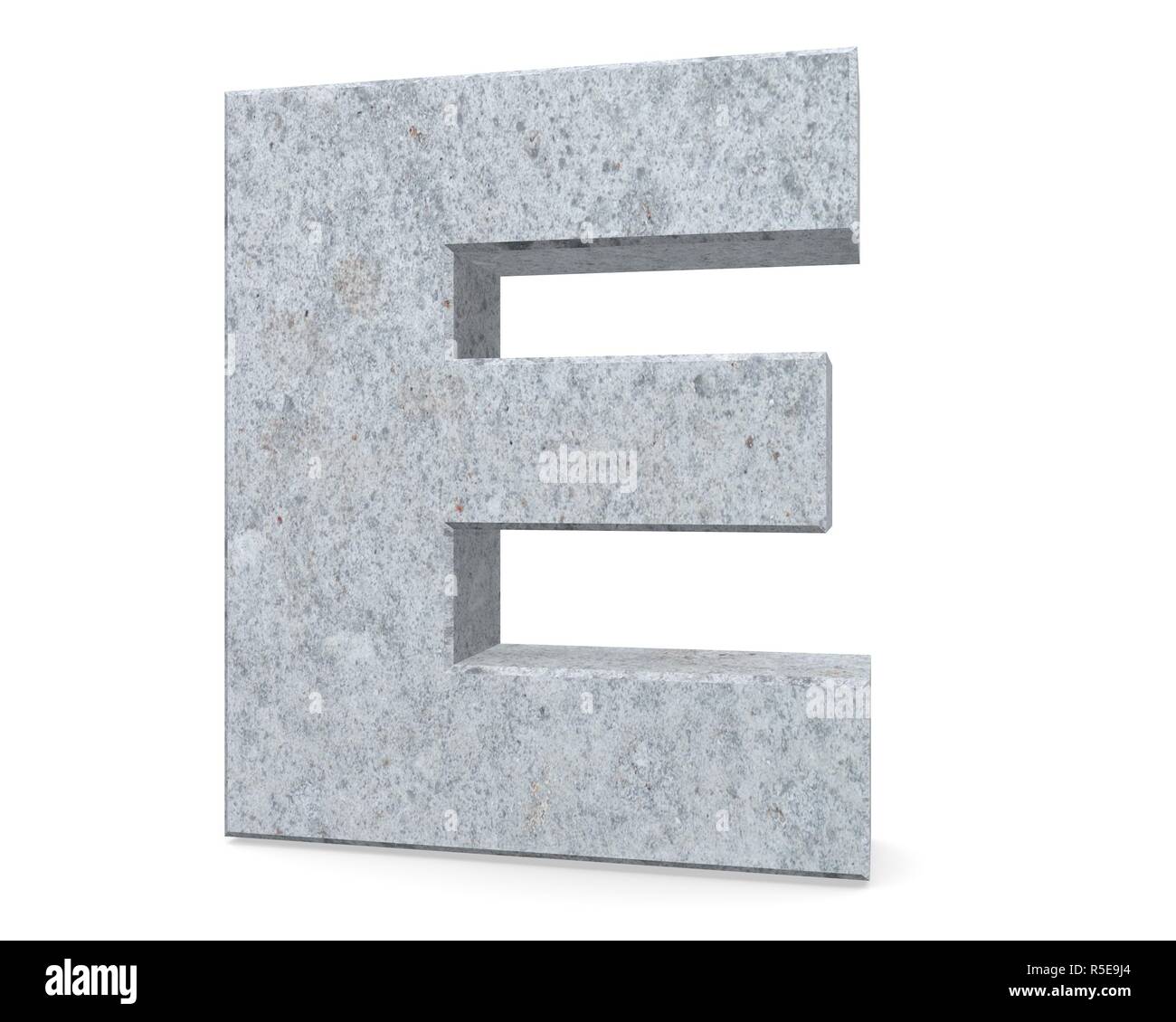 Concrete Capital Letter - E isolated on white background. 3D render ...