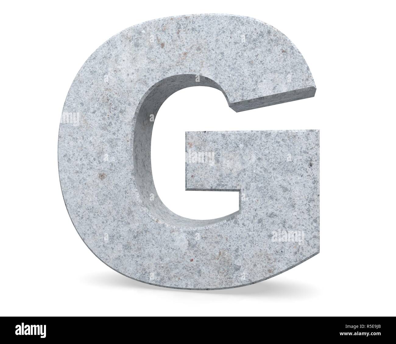 Concrete Capital Letter - G isolated on white background. 3D render ...