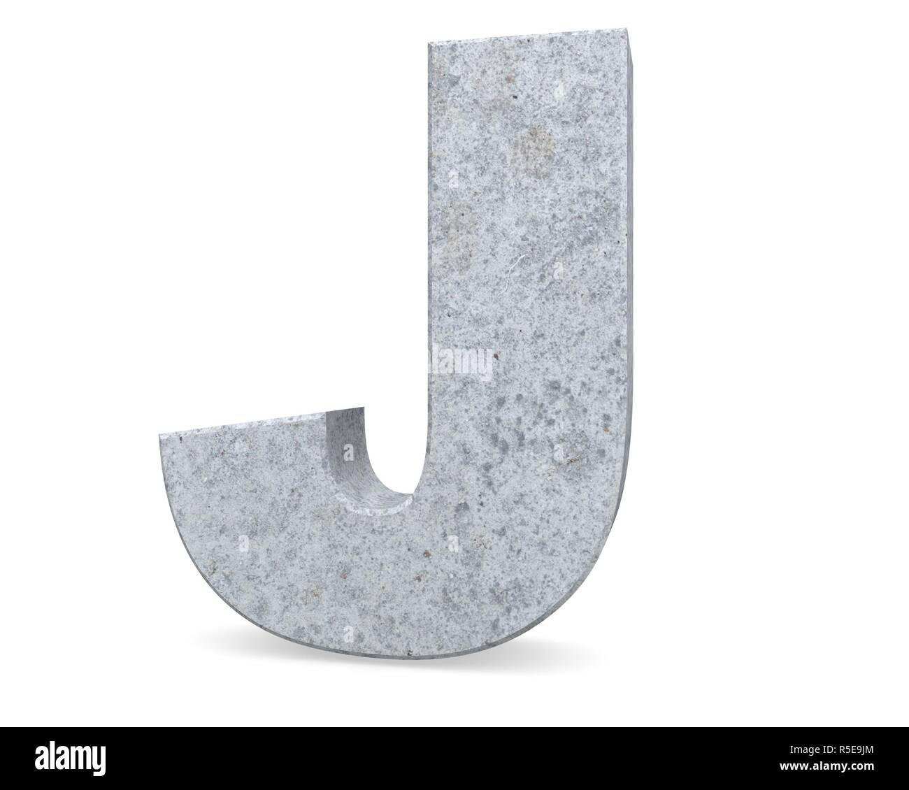 Concrete Capital Letter - J isolated on white background. 3D render ...