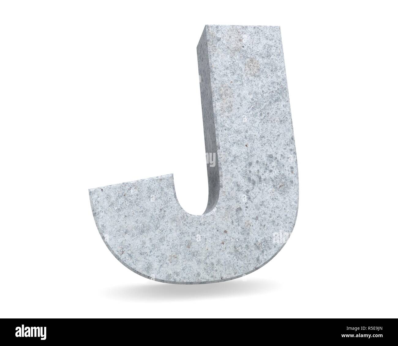 Concrete Capital Letter - J isolated on white background. 3D render ...