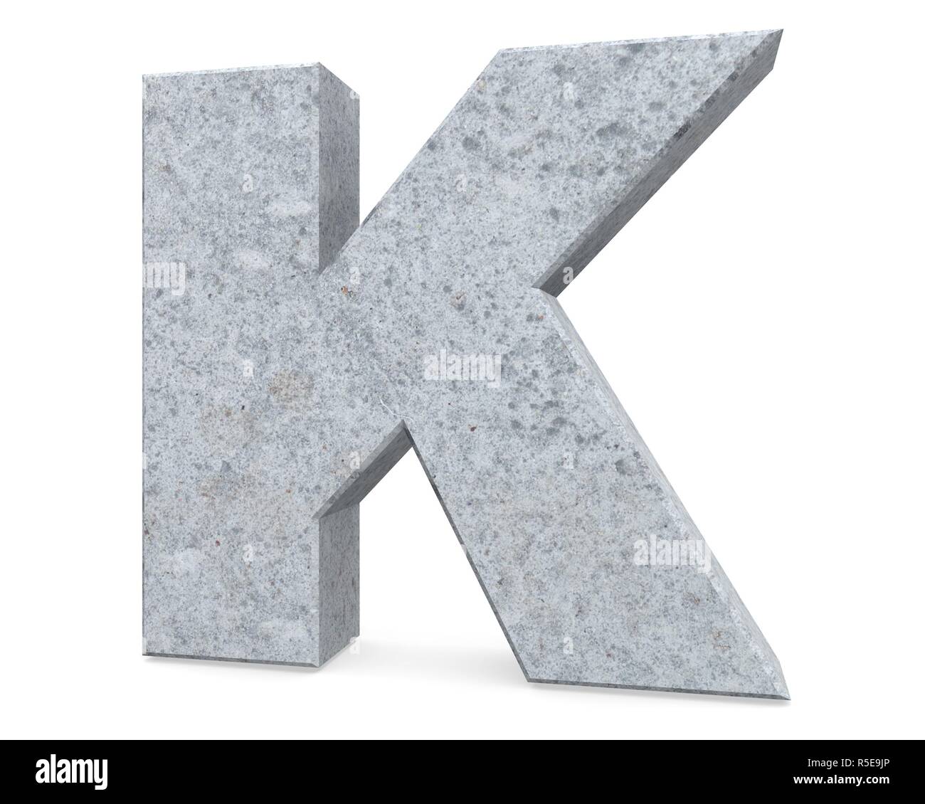 Concrete Capital Letter - K isolated on white background. 3D render ...