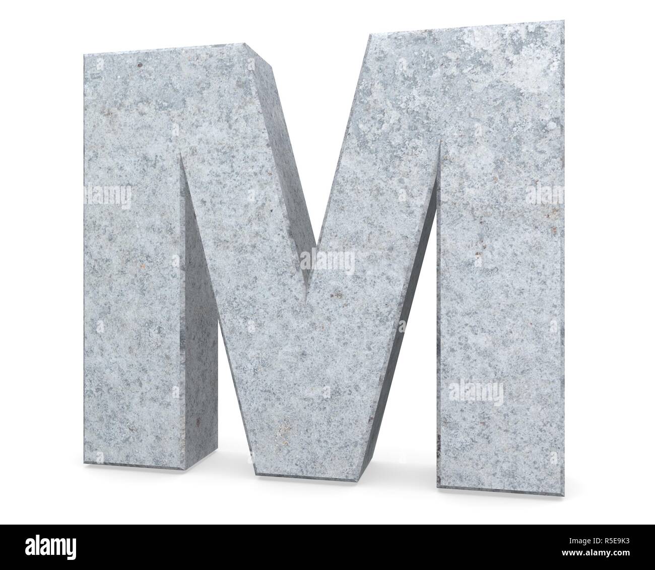 Concrete Capital Letter - M isolated on white background. 3D render ...