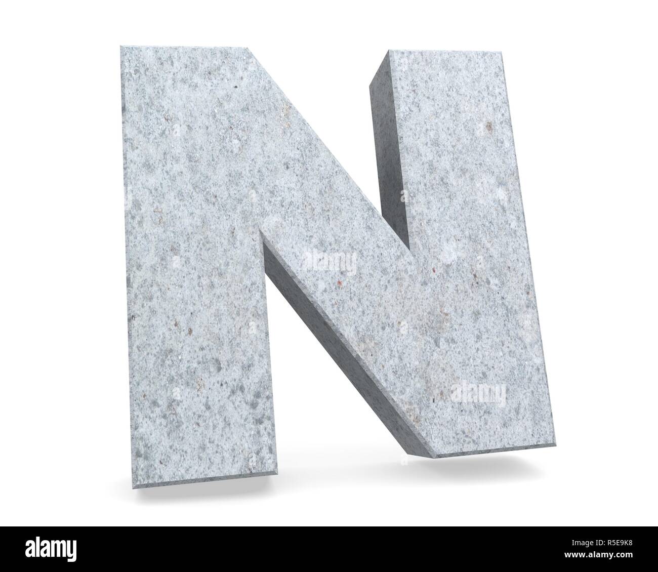 Concrete Capital Letter - N isolated on white background. 3D render ...