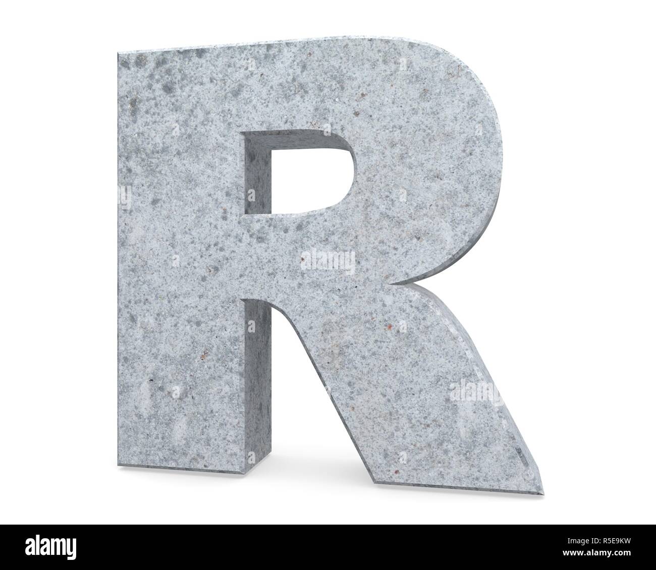Concrete Capital Letter - R isolated on white background. 3D render ...