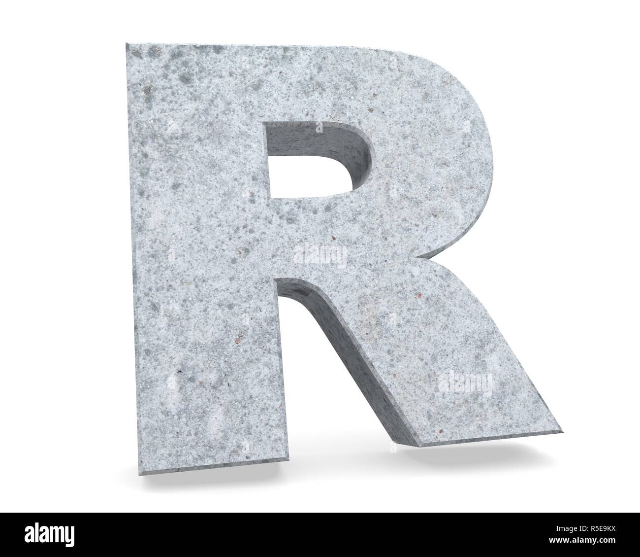 Concrete Capital Letter - R isolated on white background. 3D render ...