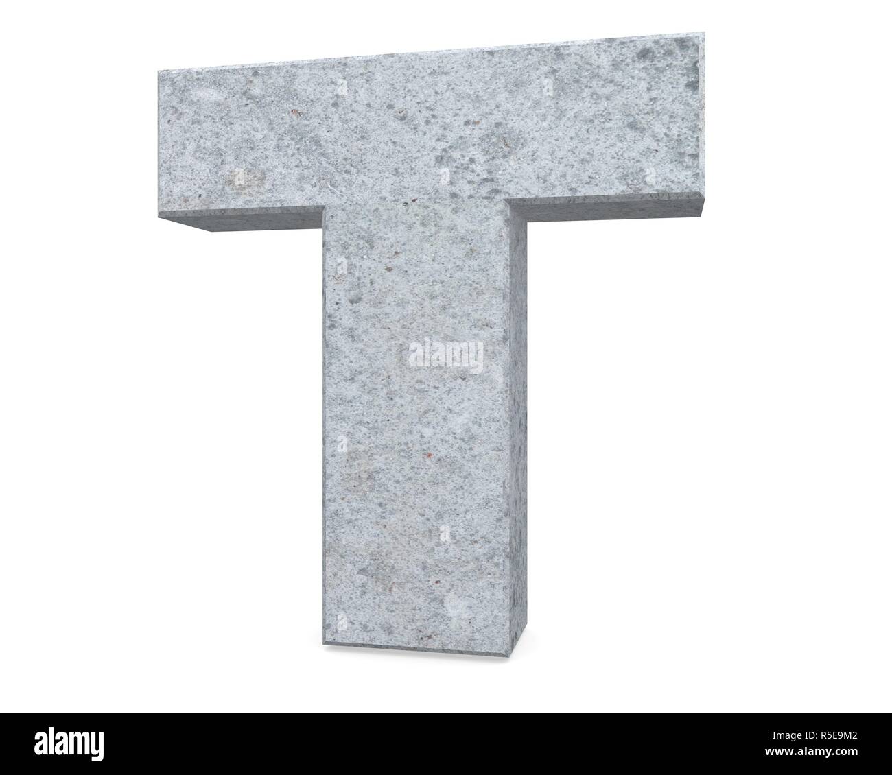 Concrete Capital Letter - T isolated on white background. 3D render ...
