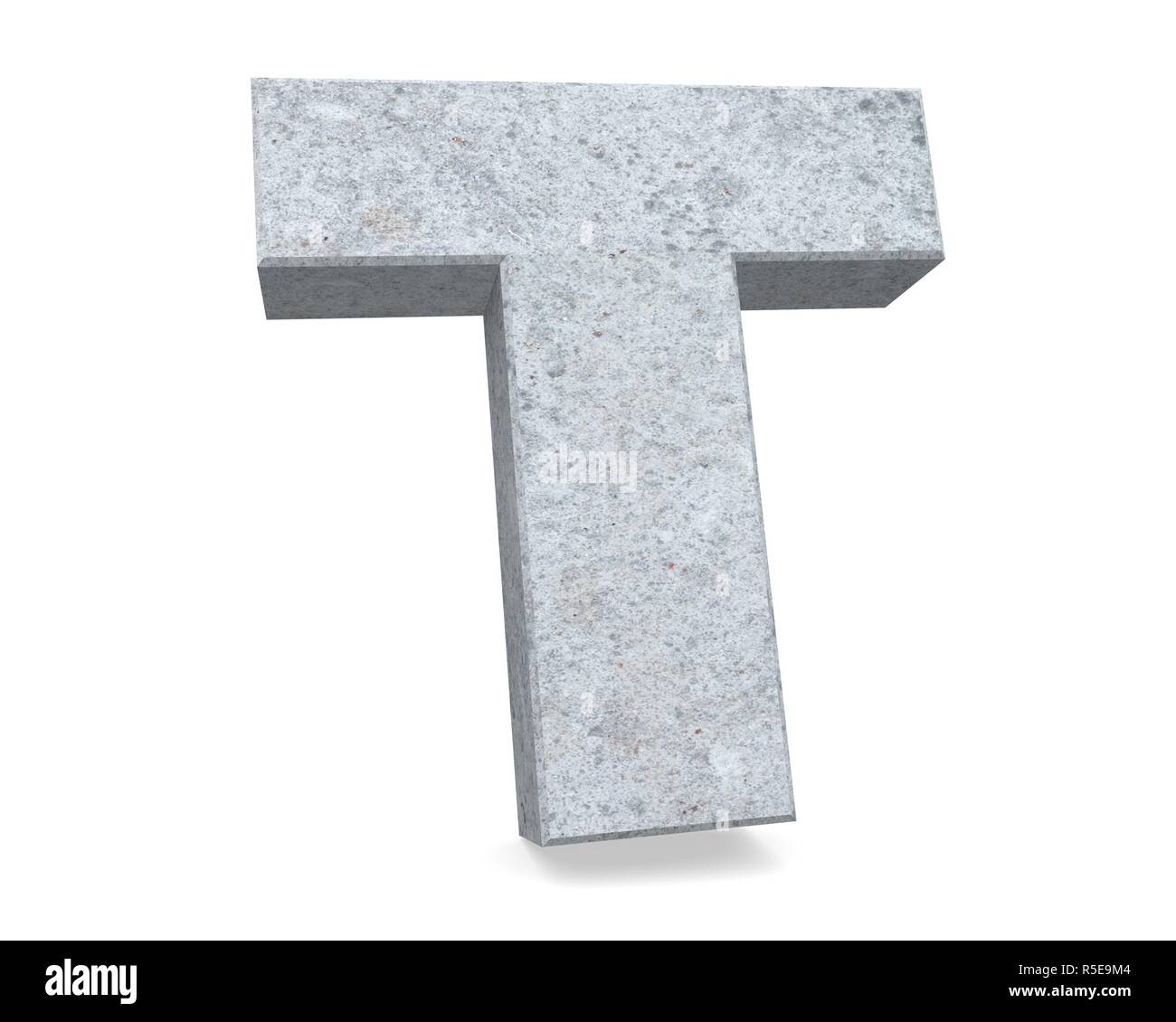 Concrete Capital Letter - T isolated on white background. 3D render ...