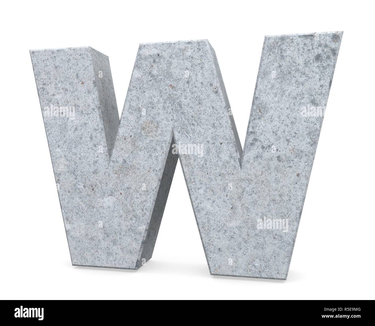 Concrete Capital Letter - W isolated on white background. 3D render ...