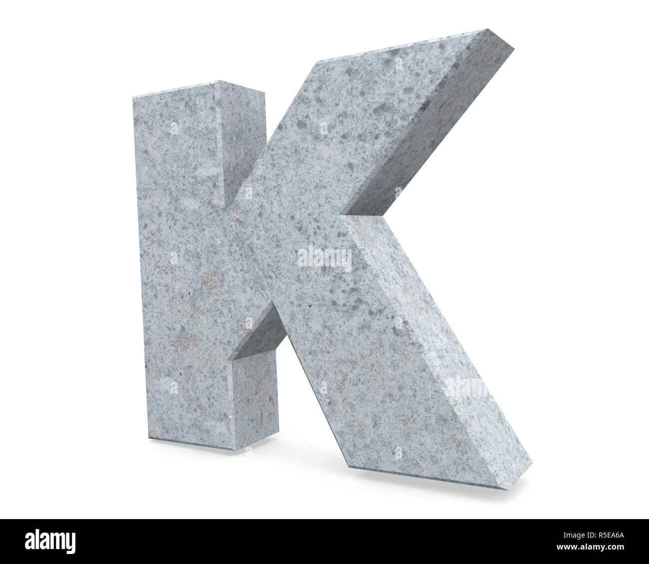 Concrete Capital Letter - K isolated on white background. 3D render ...