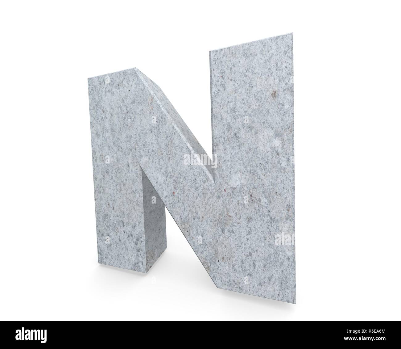 Concrete Capital Letter - N isolated on white background. 3D render ...