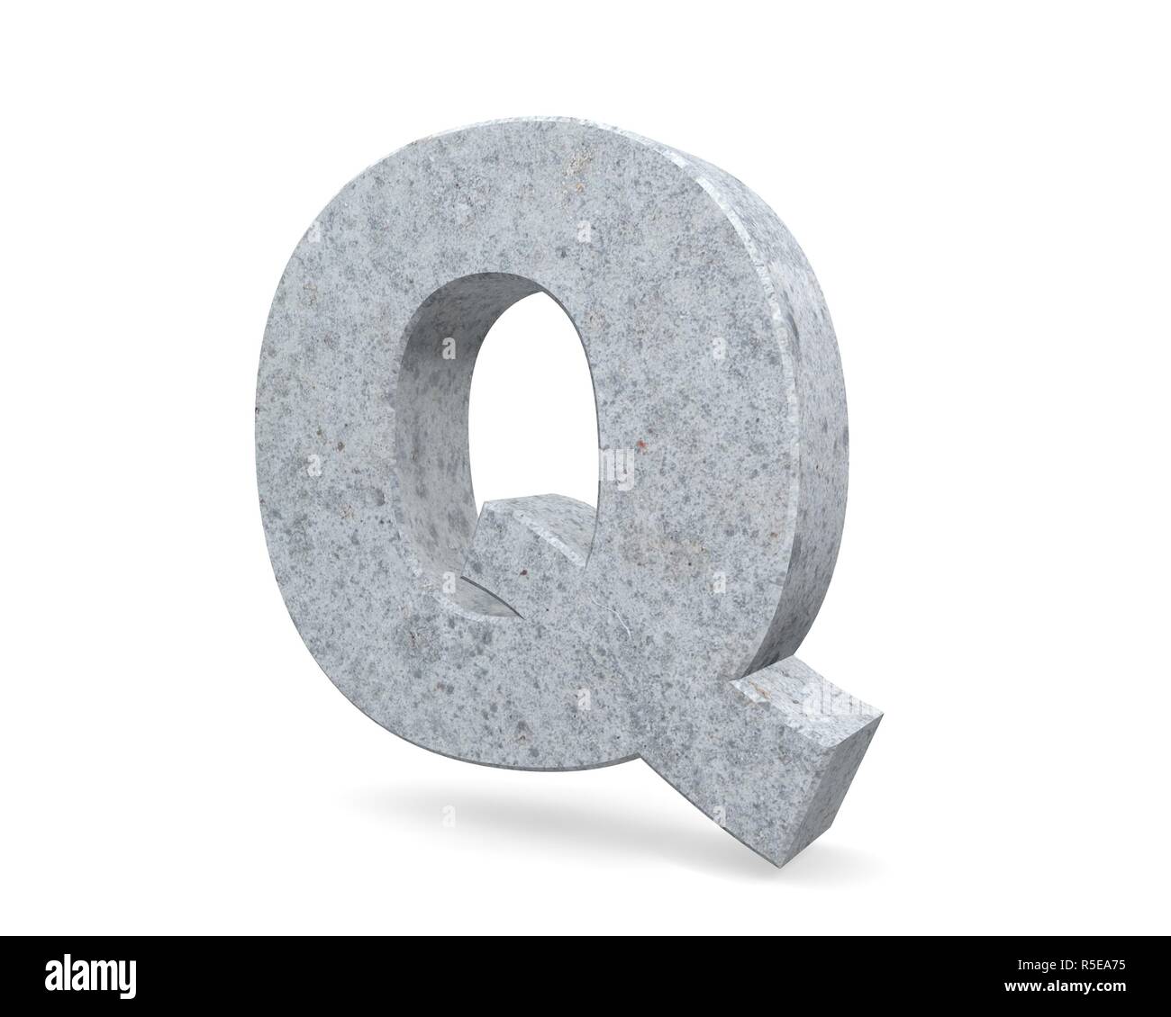 Concrete Capital Letter - Q isolated on white background. 3D render ...