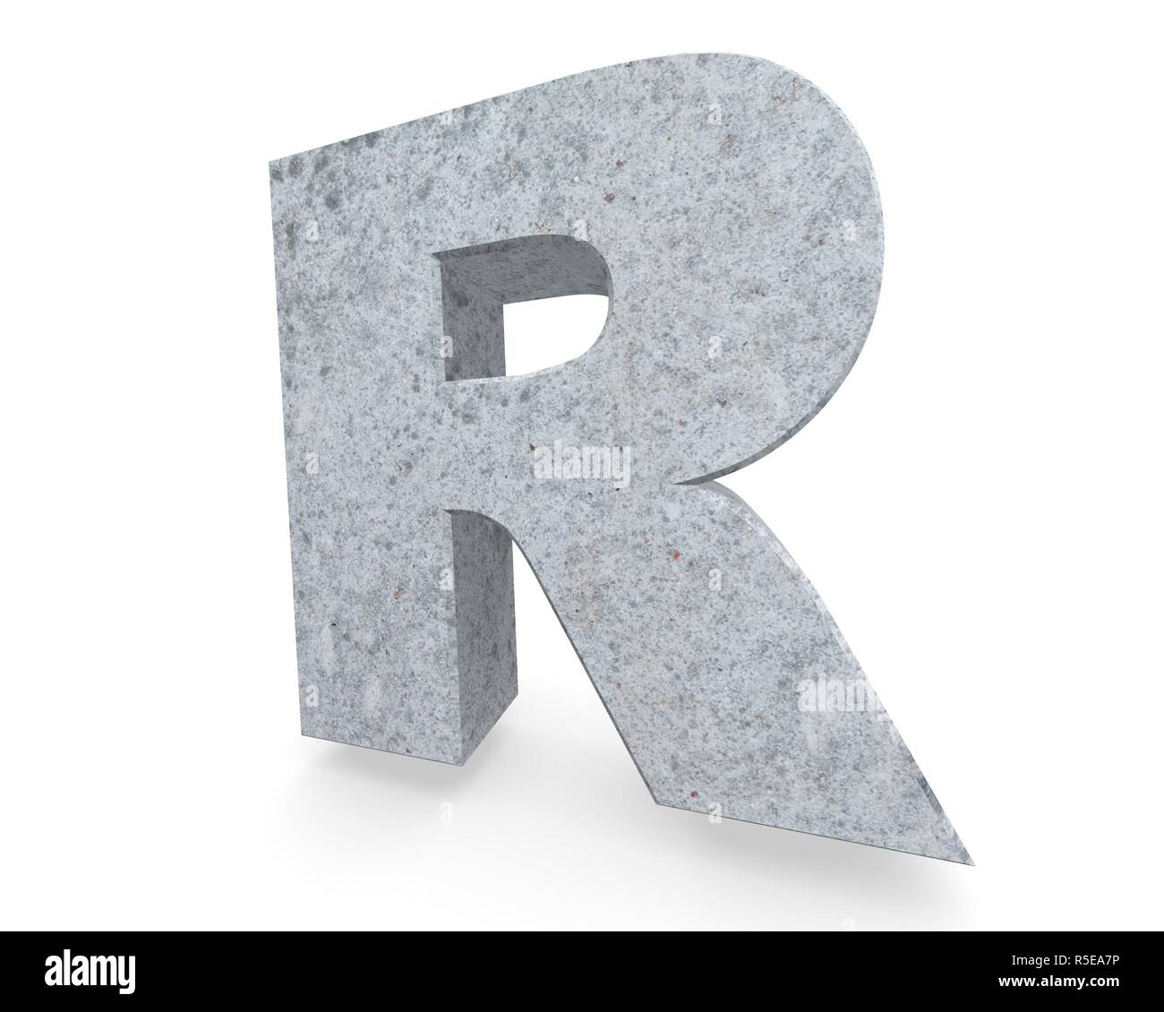 Concrete Capital Letter - R isolated on white background. 3D render ...