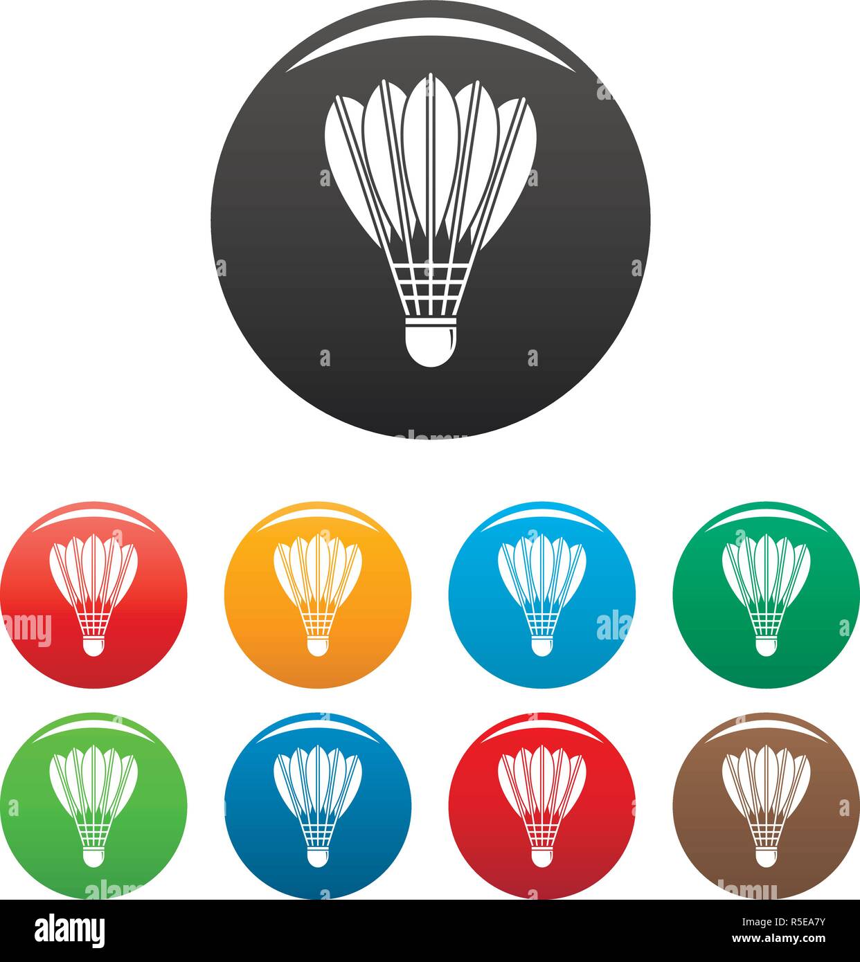 Shuttlecock icons set 9 color vector isolated on white for any design ...