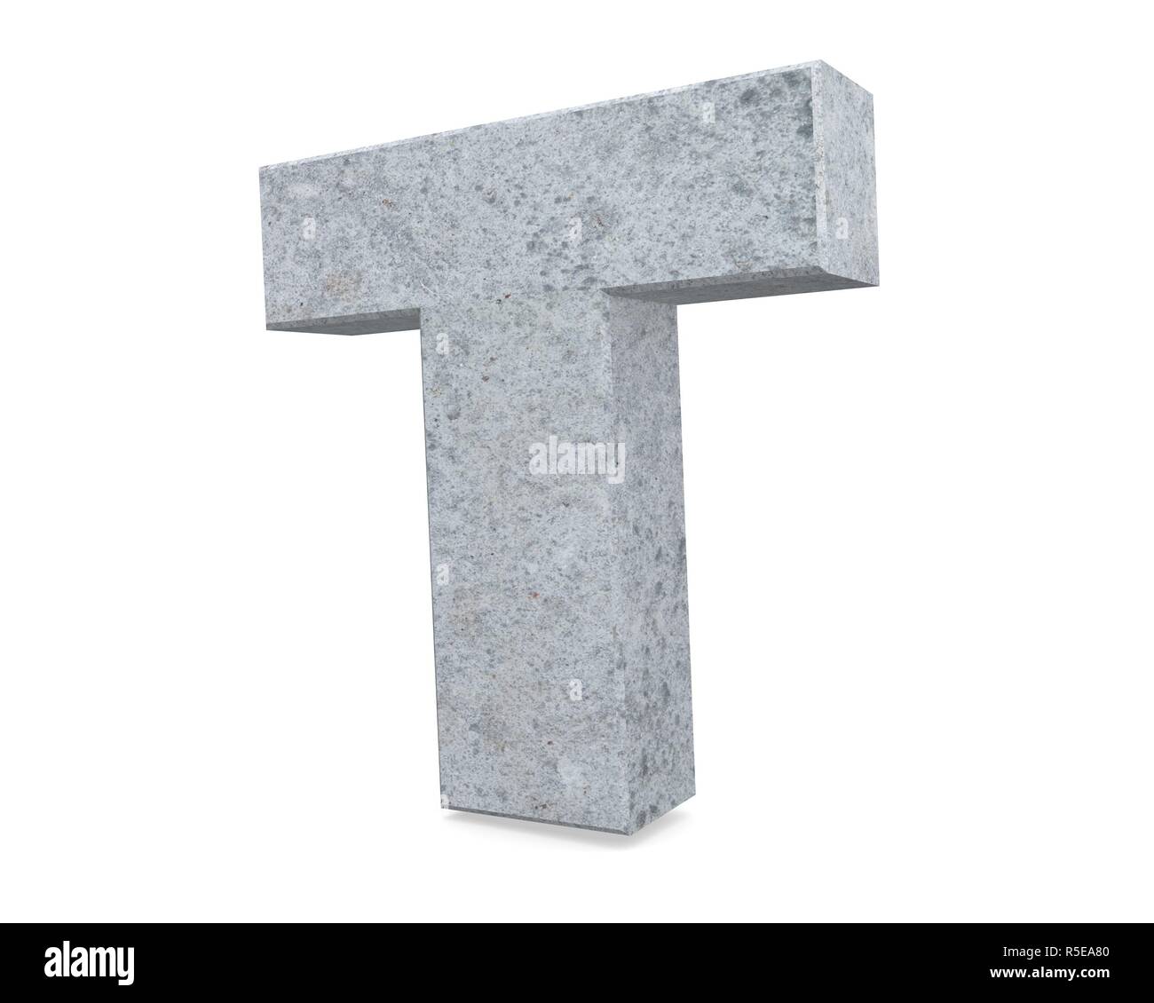 Concrete Capital Letter - T isolated on white background. 3D render ...