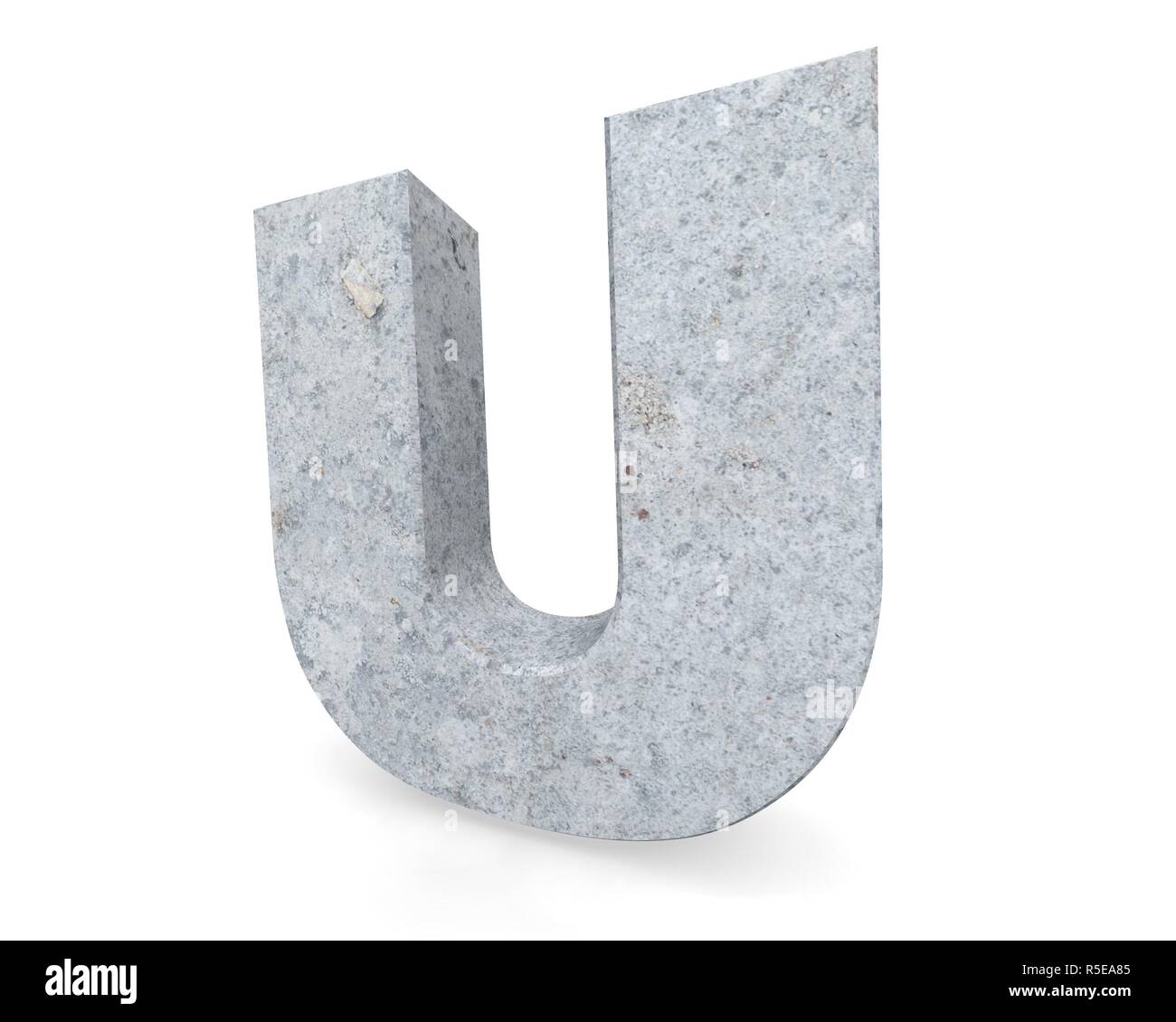 Concrete Capital Letter - U isolated on white background. 3D render ...