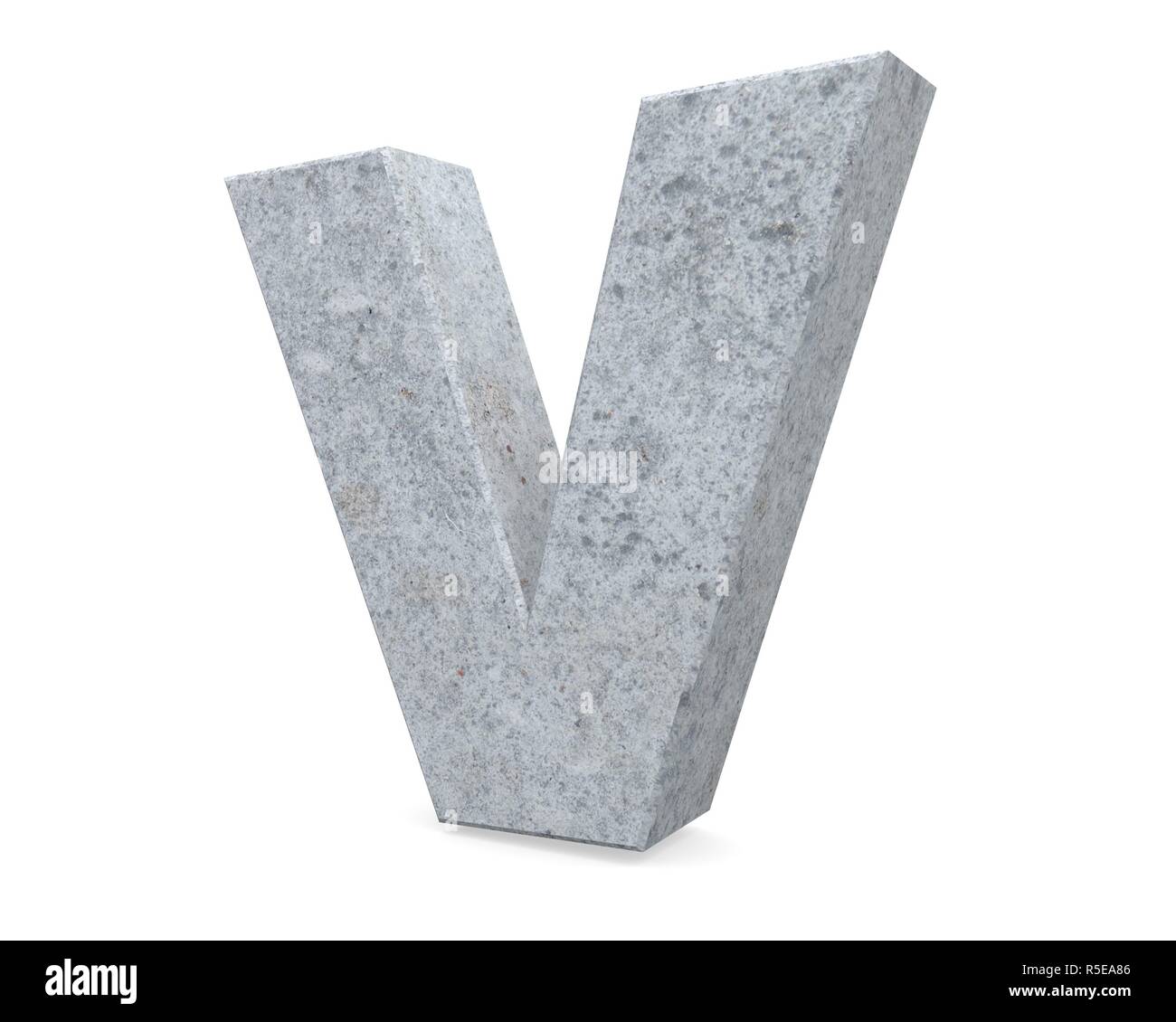 Concrete Capital Letter - V isolated on white background. 3D render ...