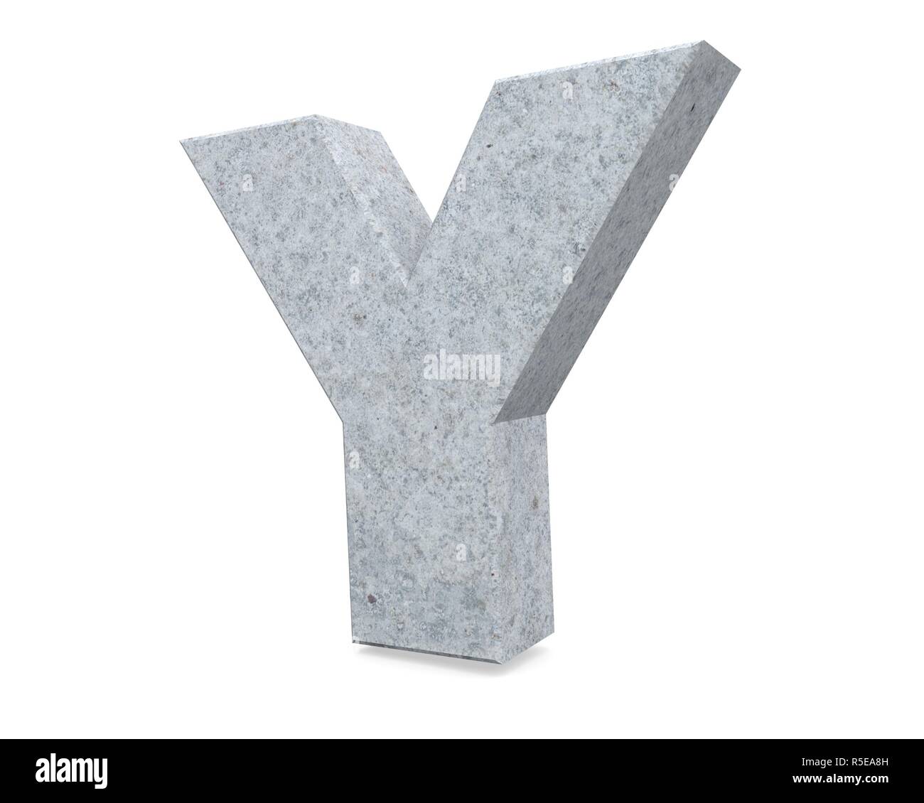 Concrete Capital Letter - Y isolated on white background. 3D render ...
