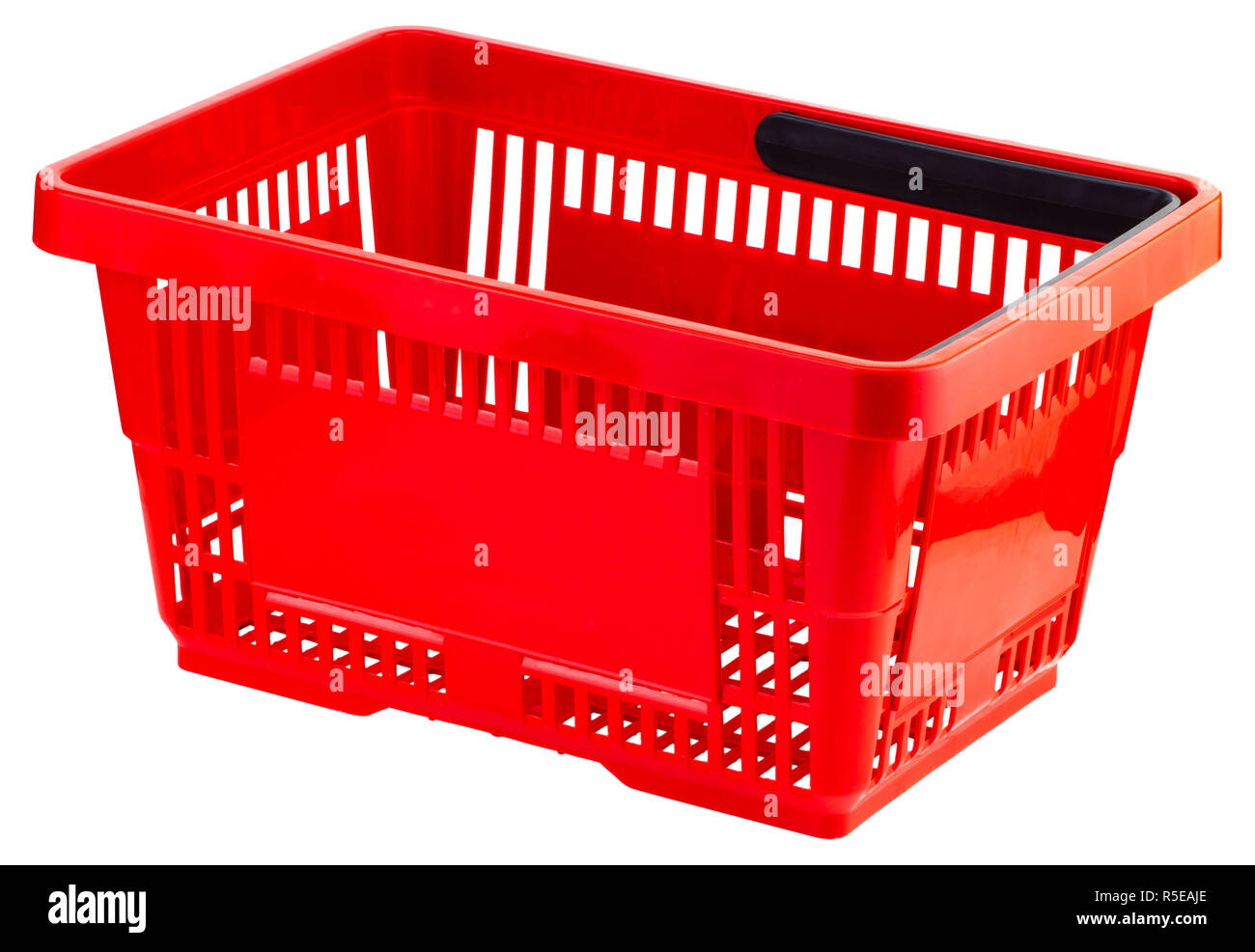 Red empty shopping basket isolated on white background Stock Photo - Alamy