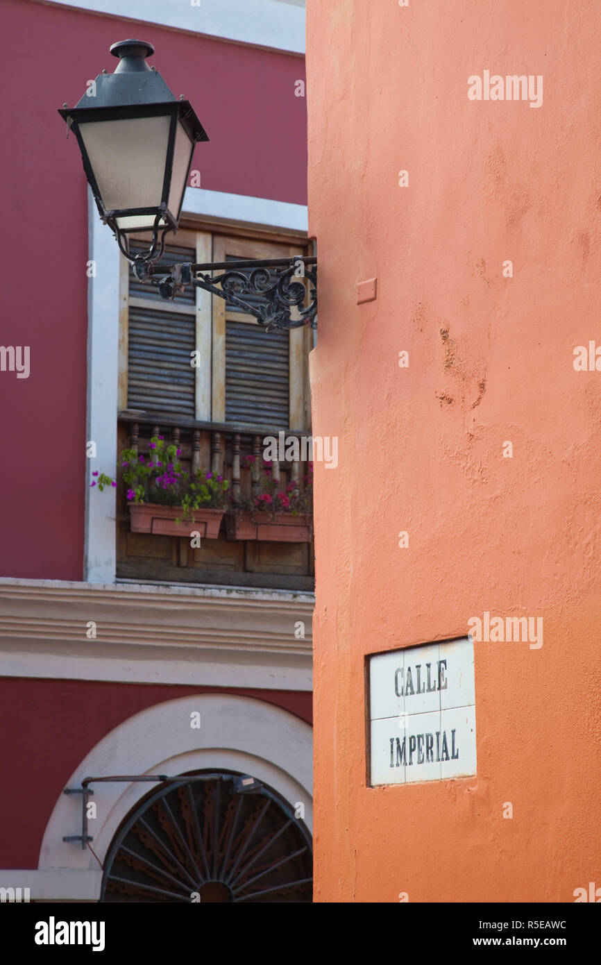 Puerto Rico, San Juan, Old San Juan, sign for Calle Imperial or ...