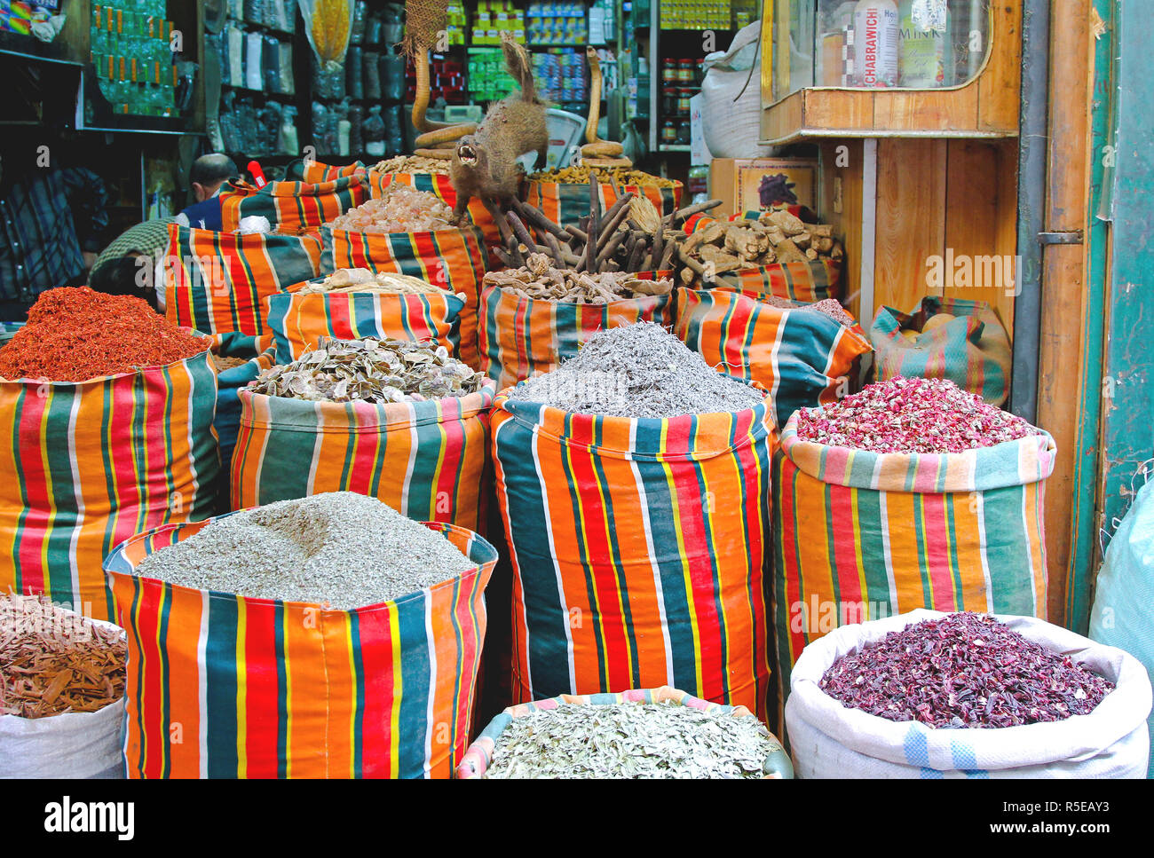 CAIRO, EGYPT - FEBRUARY 24: Market Stall at Khan el Khalili Souk in ...
