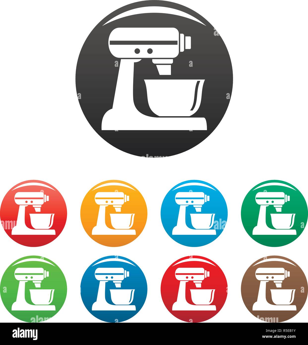 Machine mixer icons set 9 color vector isolated on white for any design ...