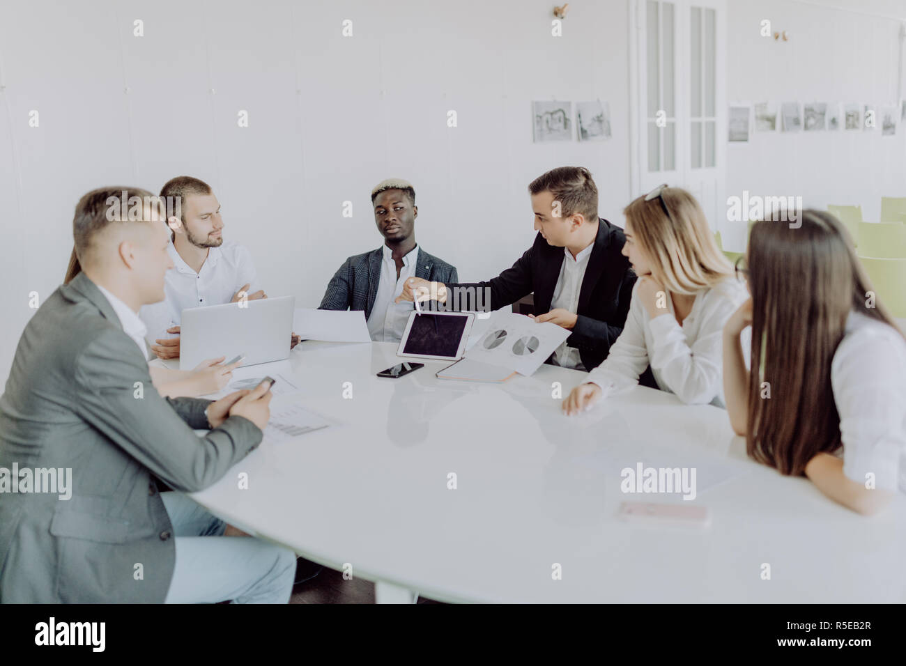 African team leader on Meeting Discussion Talking in office conference ...