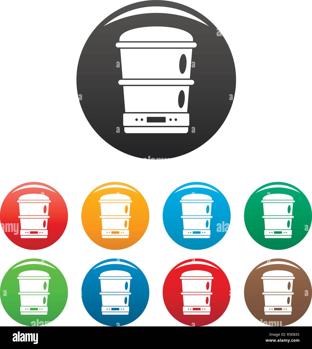 Food processor machine icons set 9 color vector isolated on white for ...