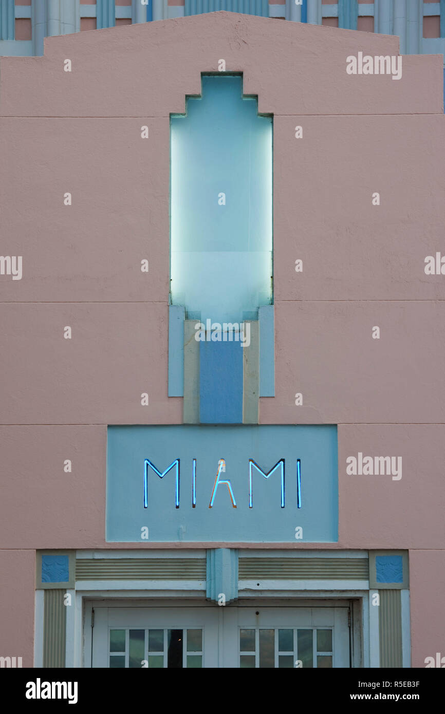 Puerto Rico, San Juan, Condado, Art Deco building sign Stock Photo - Alamy
