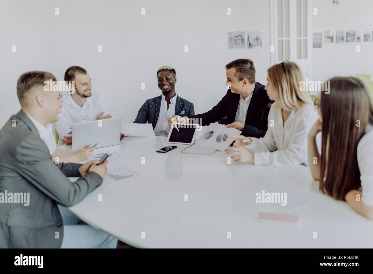 African team leader on Meeting Discussion Talking in office conference ...