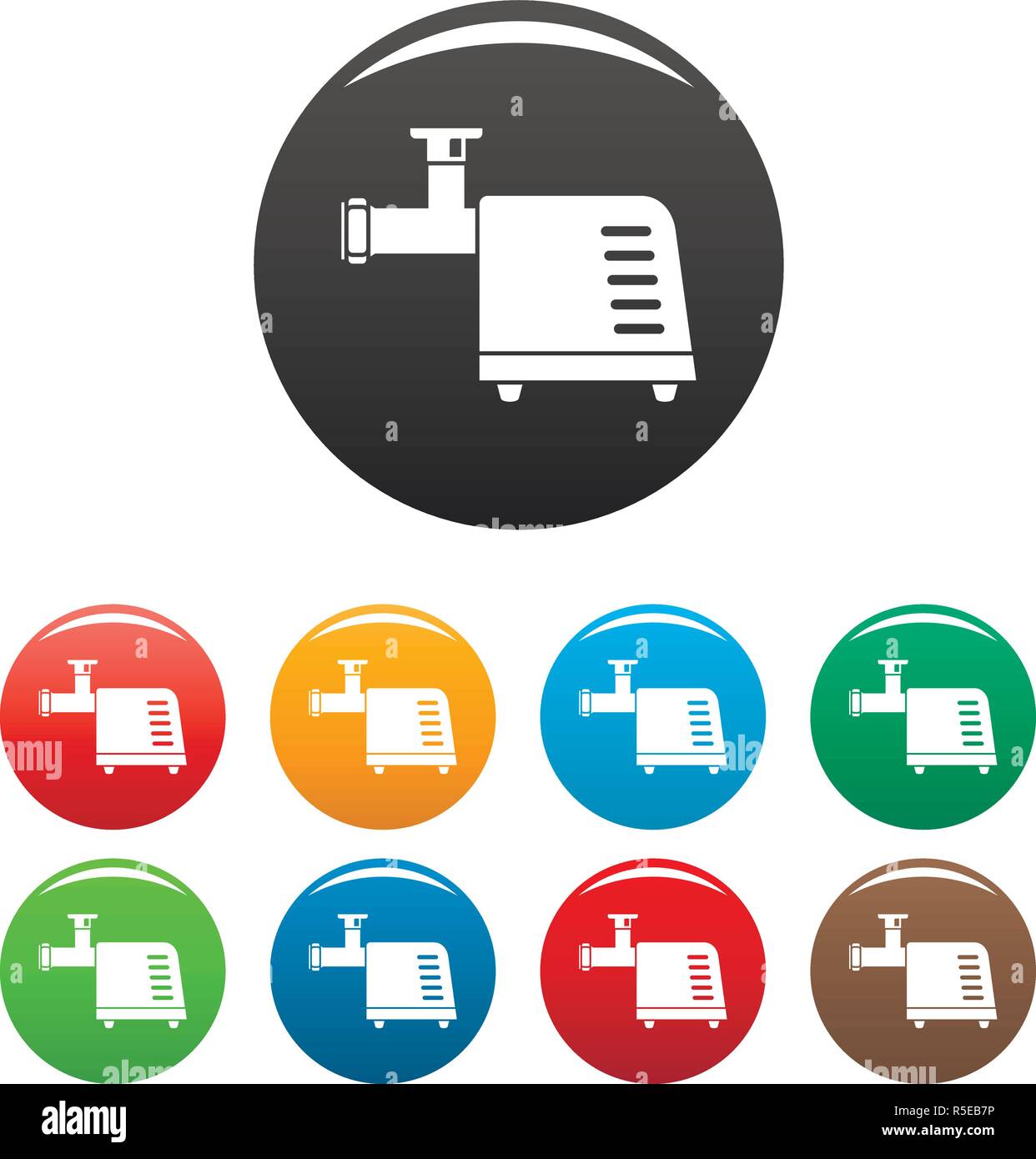 Electric meat grinder icons set 9 color vector isolated on white for ...