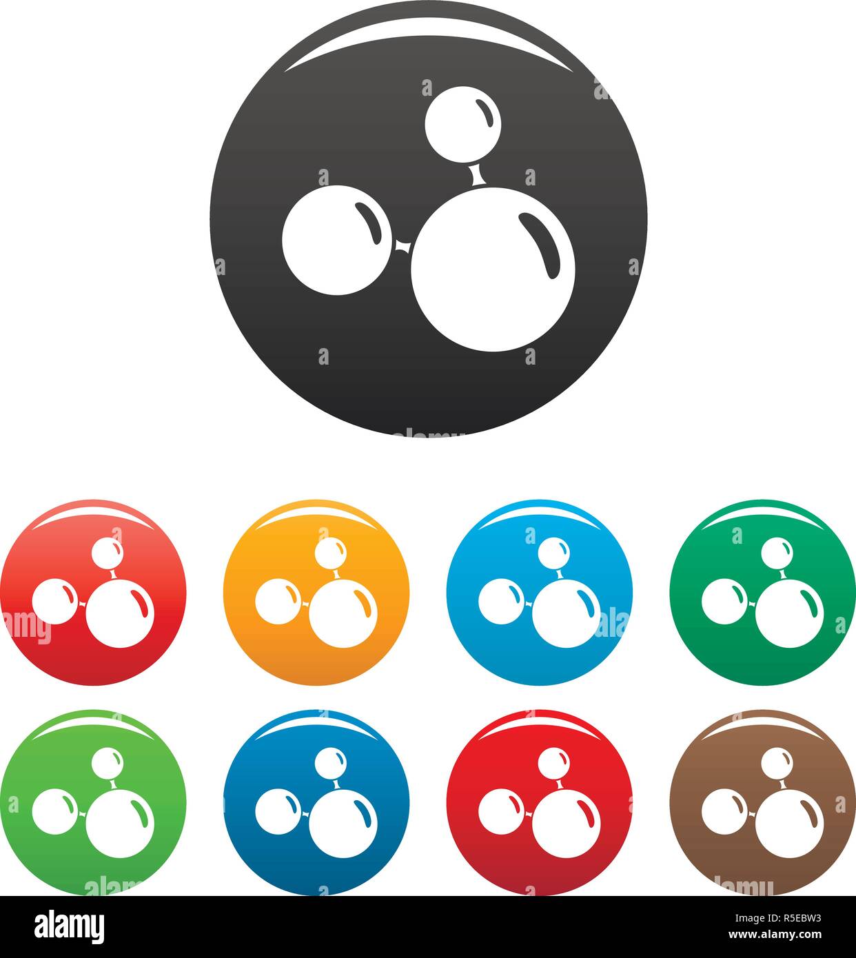 Triple Molecule Icons Set 9 Color Vector Isolated On White For Any