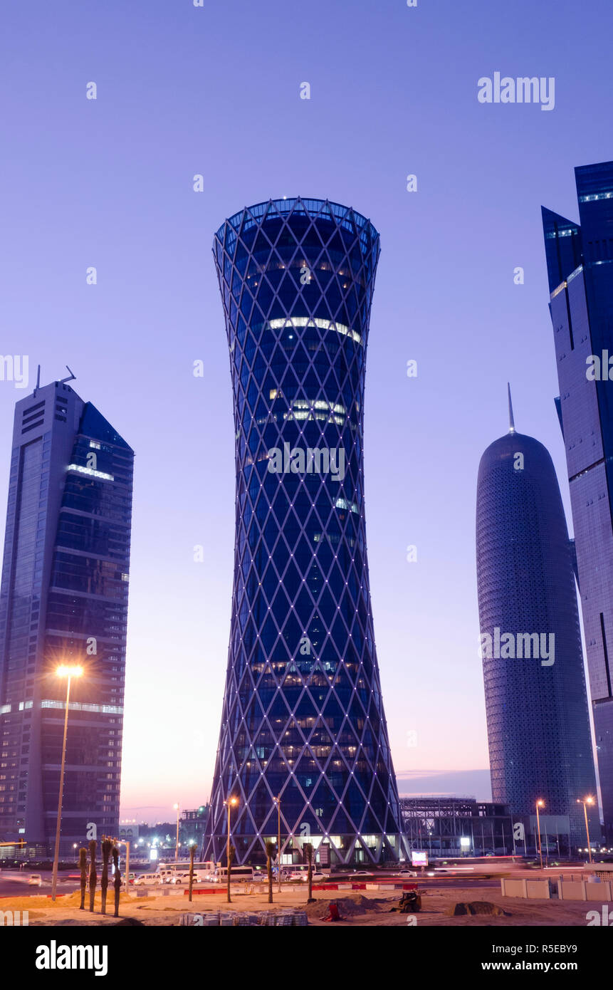 Qatar, Doha, right to left Palm Tower, Burj Qatar, Tornado Tower Stock ...