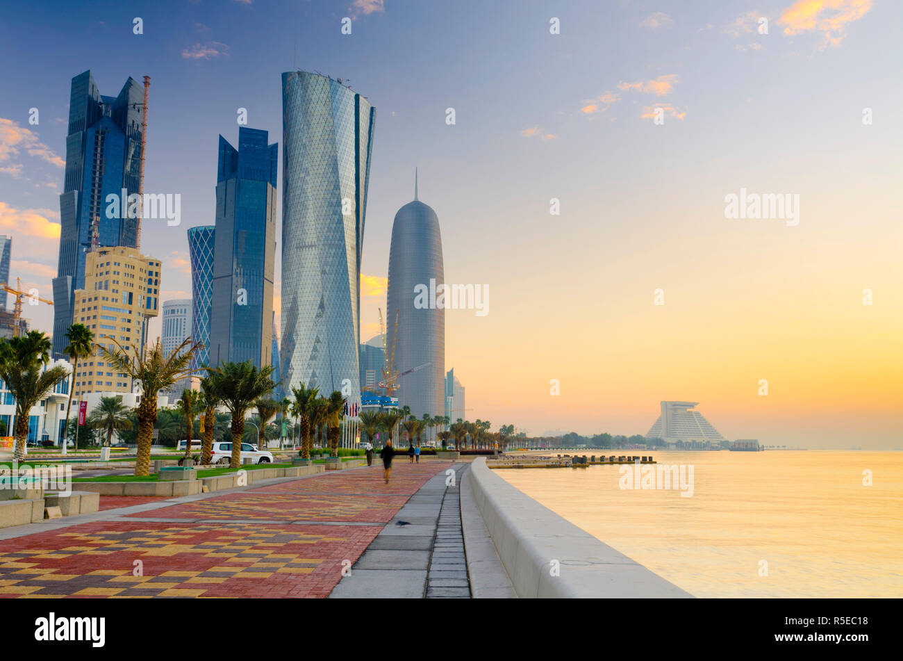 Qatar, Doha, left to right Palm Tower, Al Bidda Tower and Burj Qatar ...