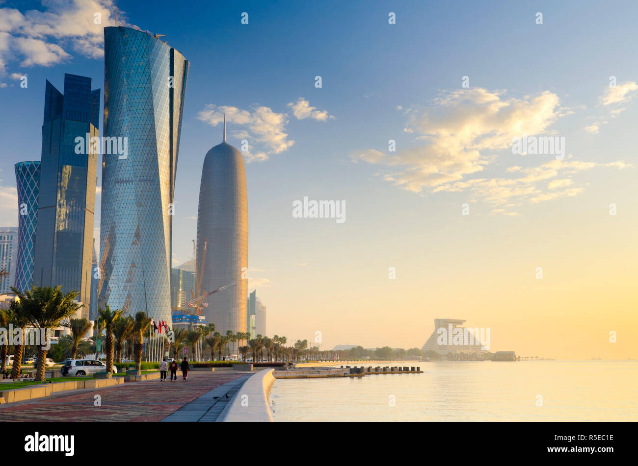 Qatar, Doha, left to right Palm Tower, Al Bidda Tower and Burj Qatar ...