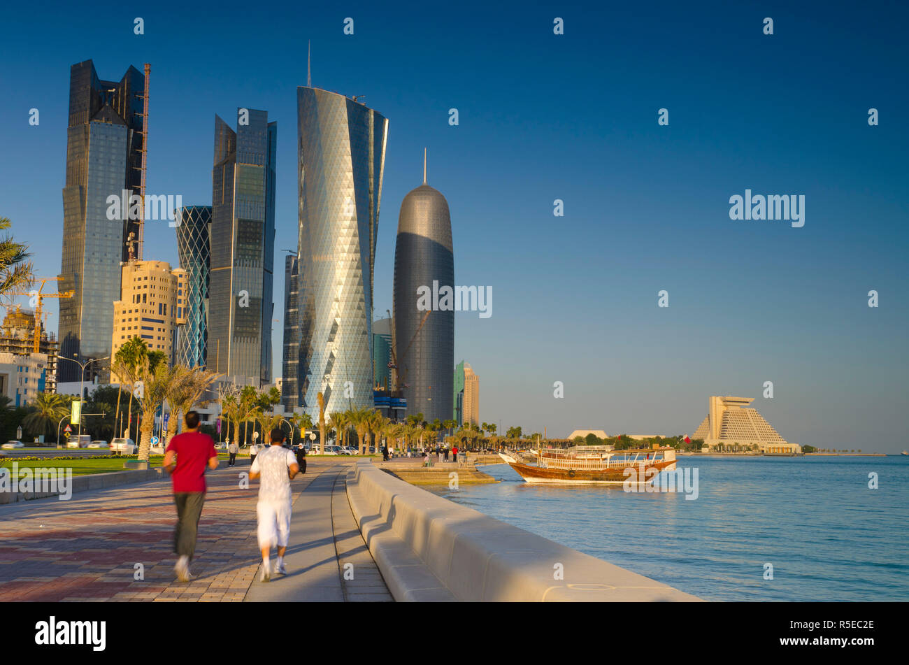 Qatar, Doha, left to right Palm Tower, Al Bidda Tower and Burj Qatar ...