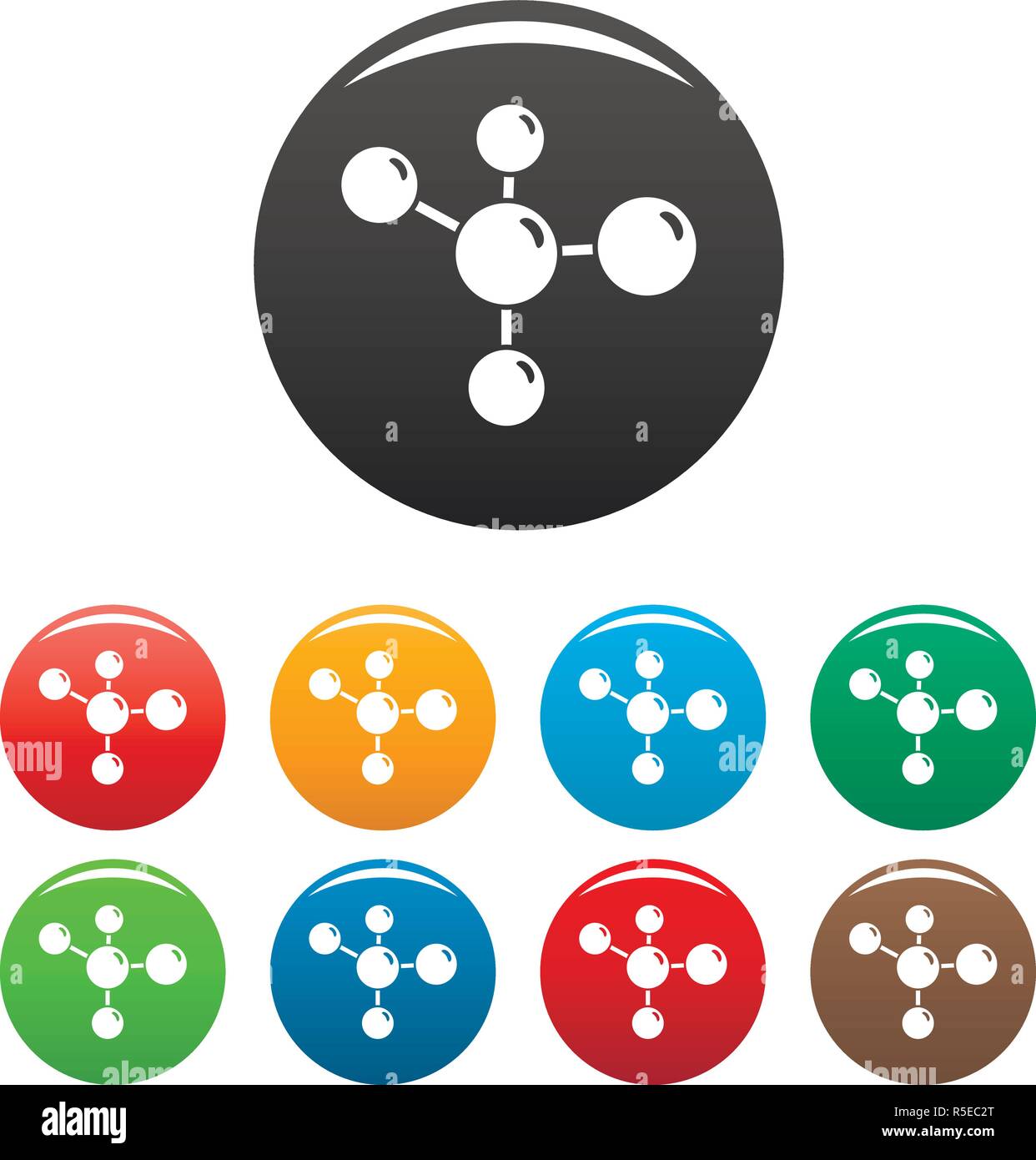 Chemistry molecule icons set 9 color vector isolated on white for any ...