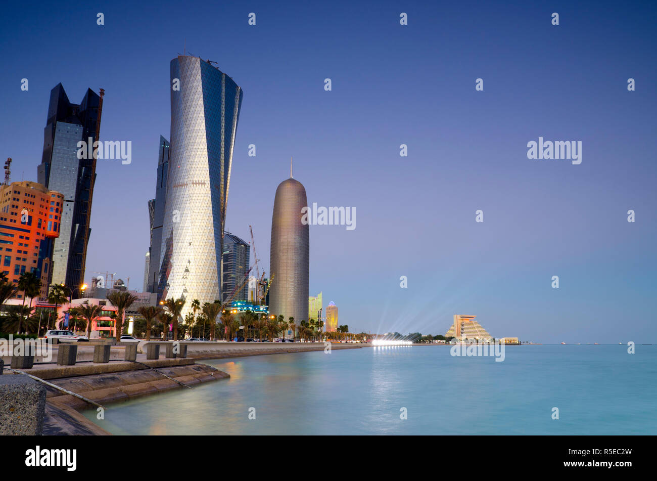 Qatar, Doha, left to right Palm Tower, Al Bidda Tower and Burj Qatar ...