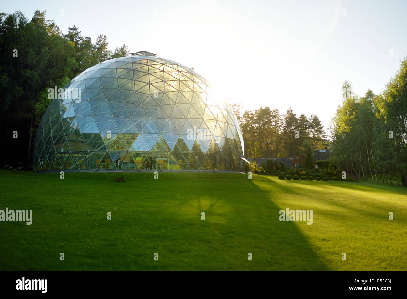 MERKINE, LITHUANIA - AUGUST 12, 2017: Merkine Pyramid, protected by a ...