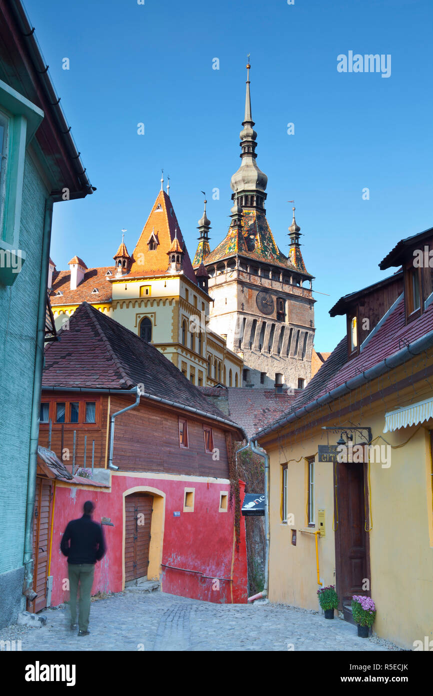 Clock Tower & Medieval Old Town, Sighisoara, Transylvania, Romania ...