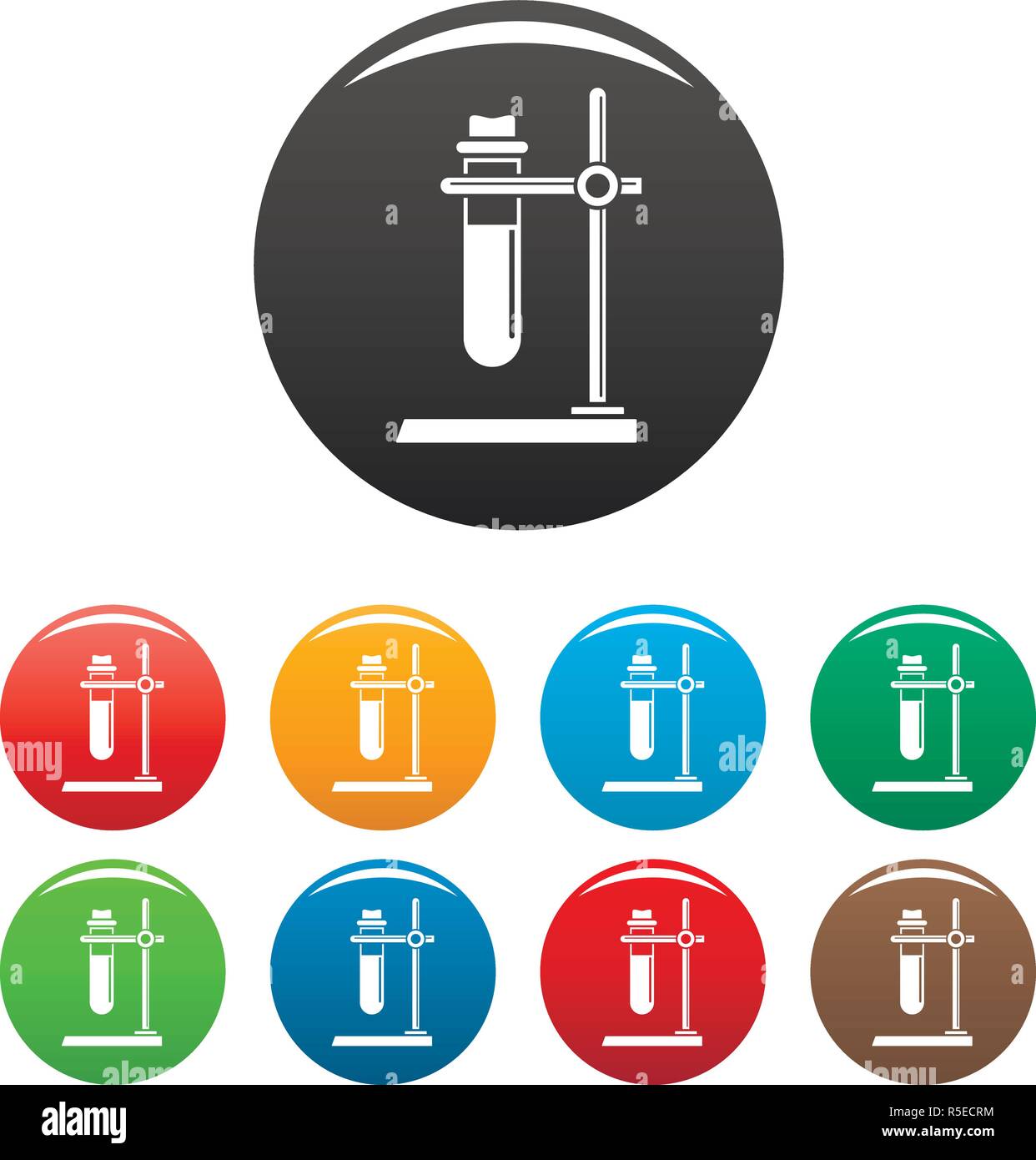 Test tube stand icons set 9 color vector isolated on white for any ...