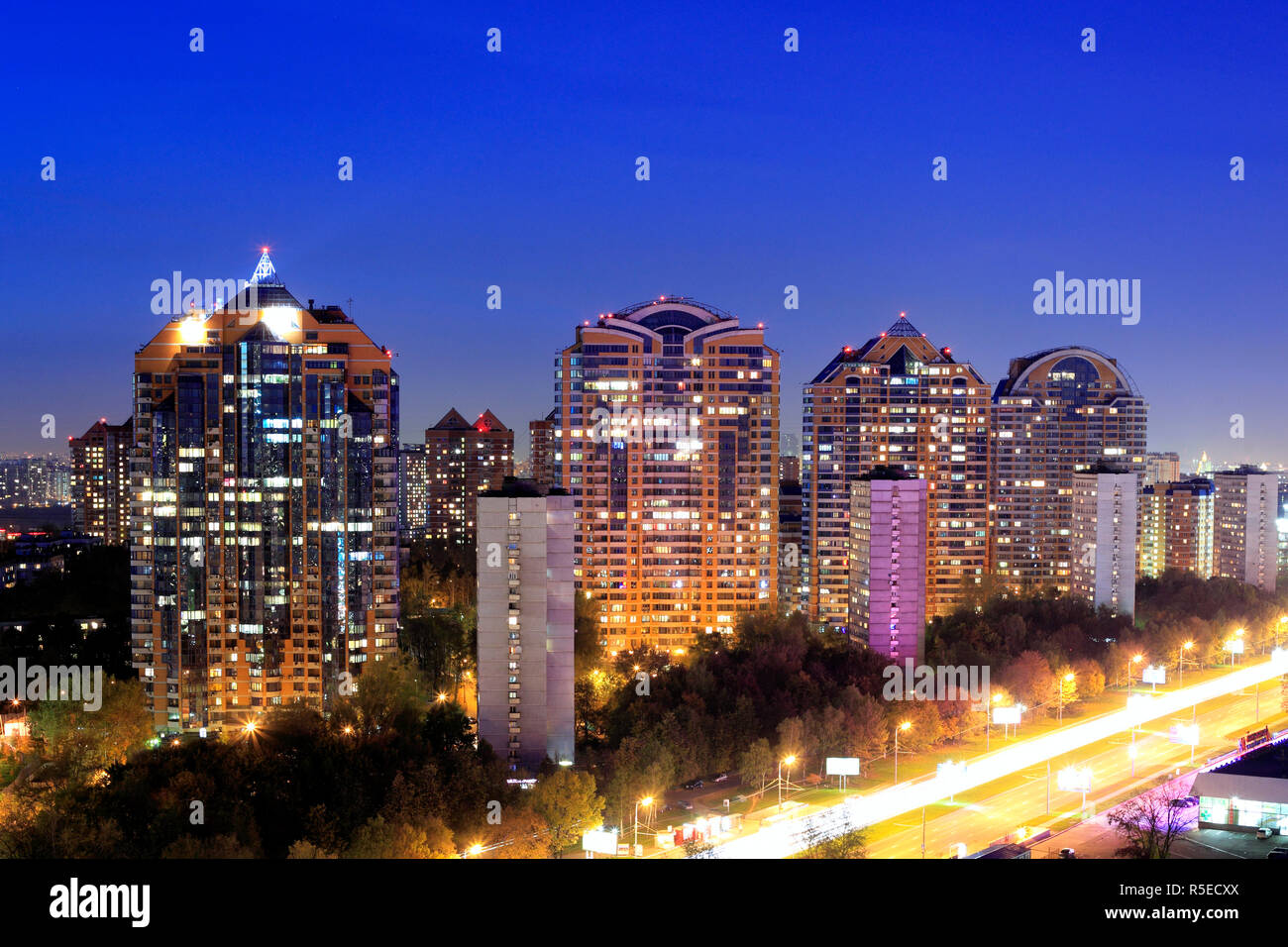 Apartment buildings at night, Moscow, Russia Stock Photo - Alamy