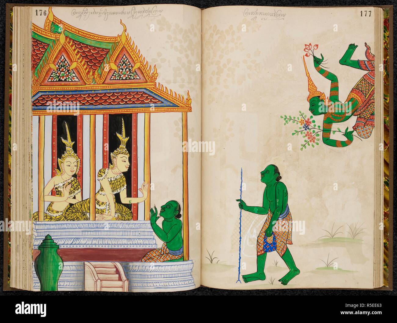 Sakka (Indra) takes the shape of a Brahmin to request Vessantara's wife ...