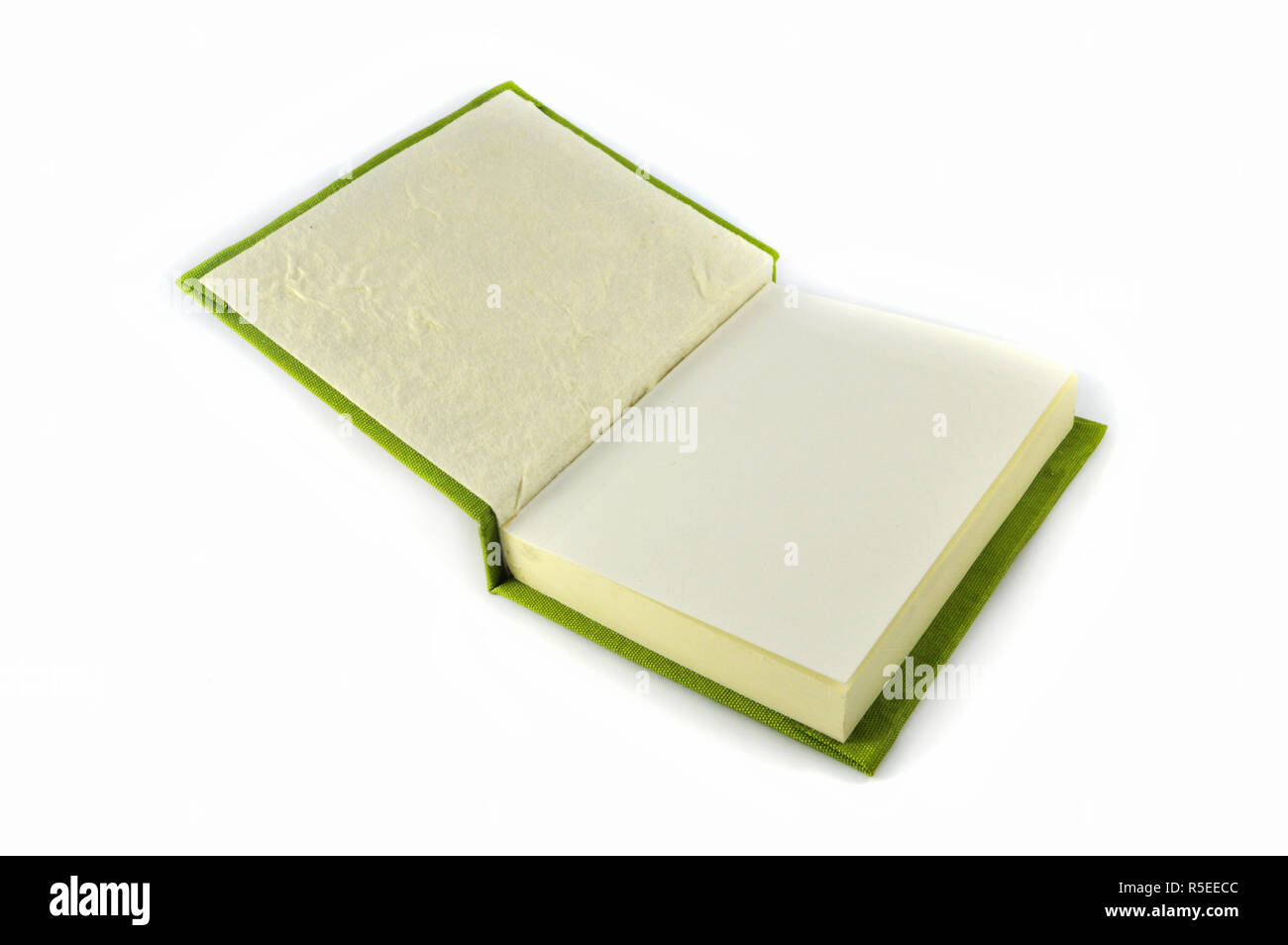 notebook paper green isolated on white background Stock Photo - Alamy