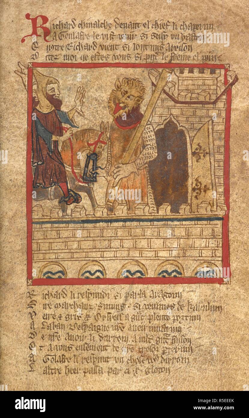 Agolafre stops Richard. . ROMANCES in French verse ... 14th century ...