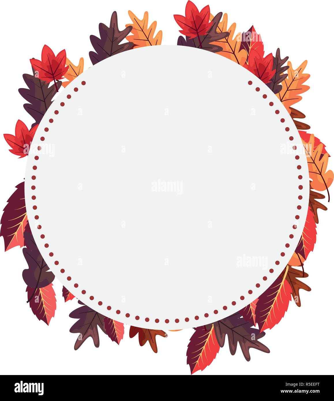circle with differents types leaves decoration vector illustration ...