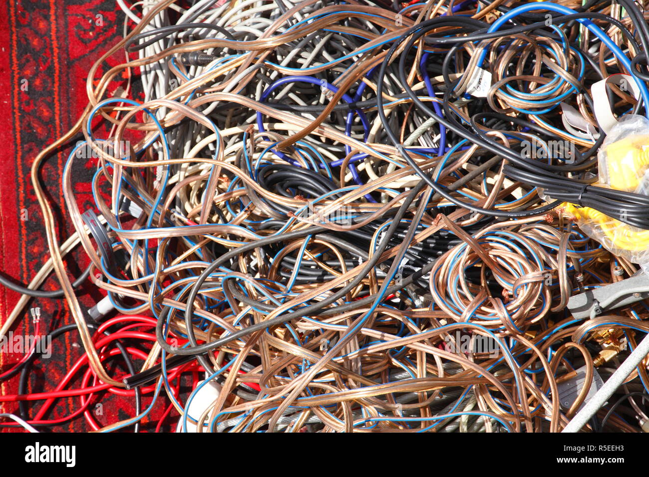 old electric cable at a flea market Stock Photo - Alamy