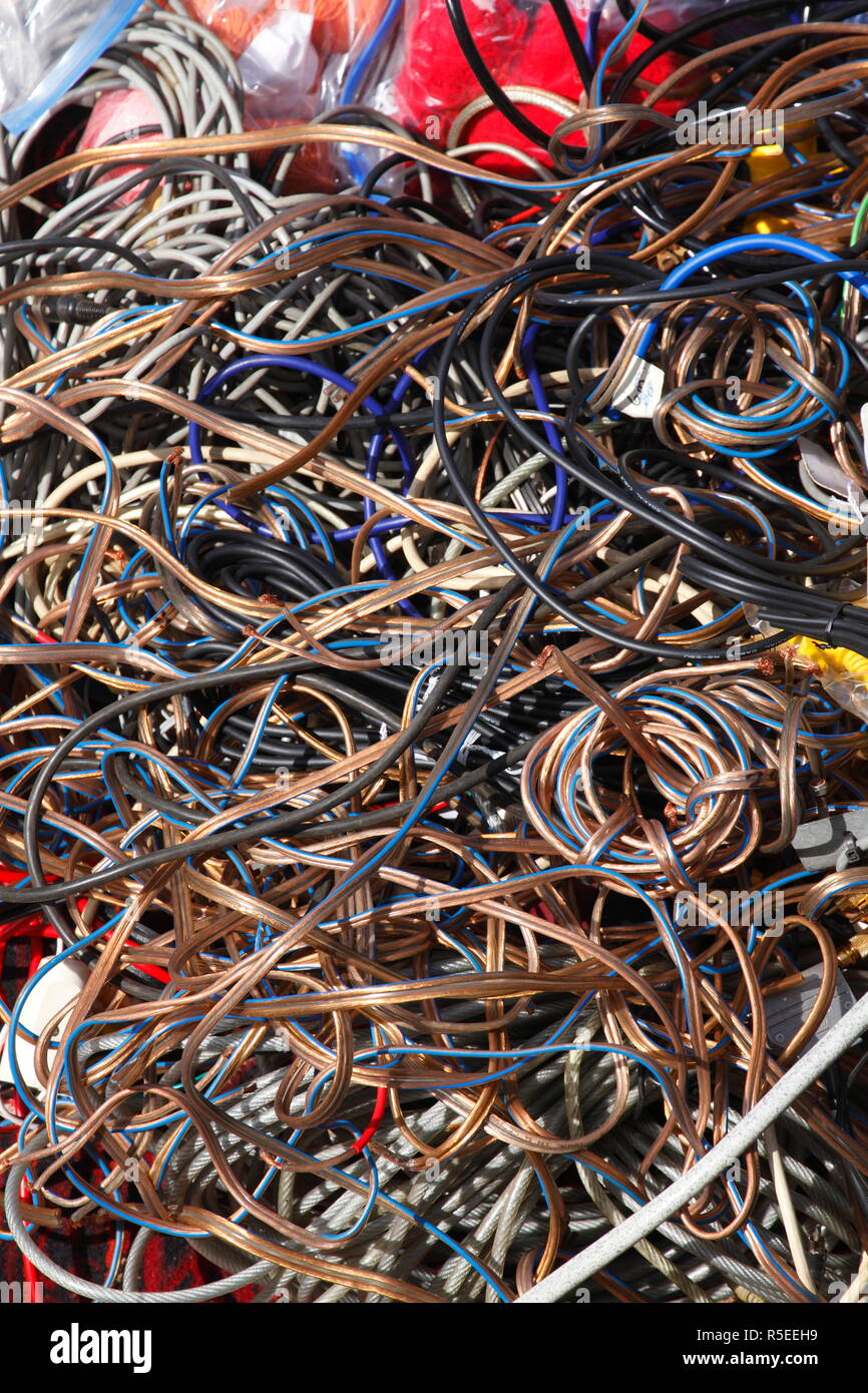 old electric cable at a flea market Stock Photo - Alamy