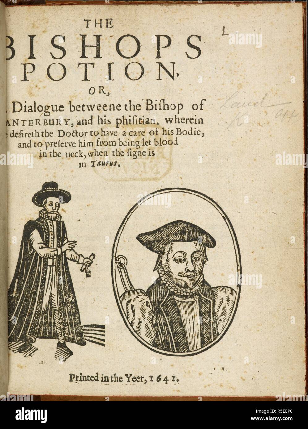 A woodcut illustration of William Laud, the Archbishop of Canterbury ...